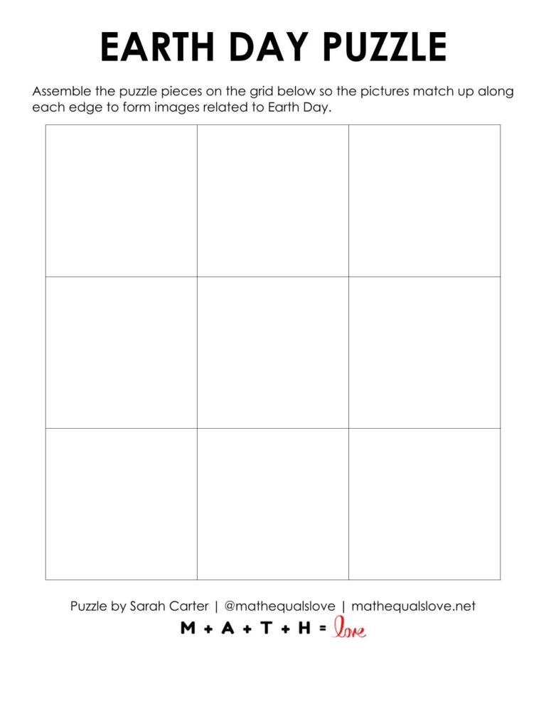 Earth Day Square Edge Matching Puzzle | Math = Love