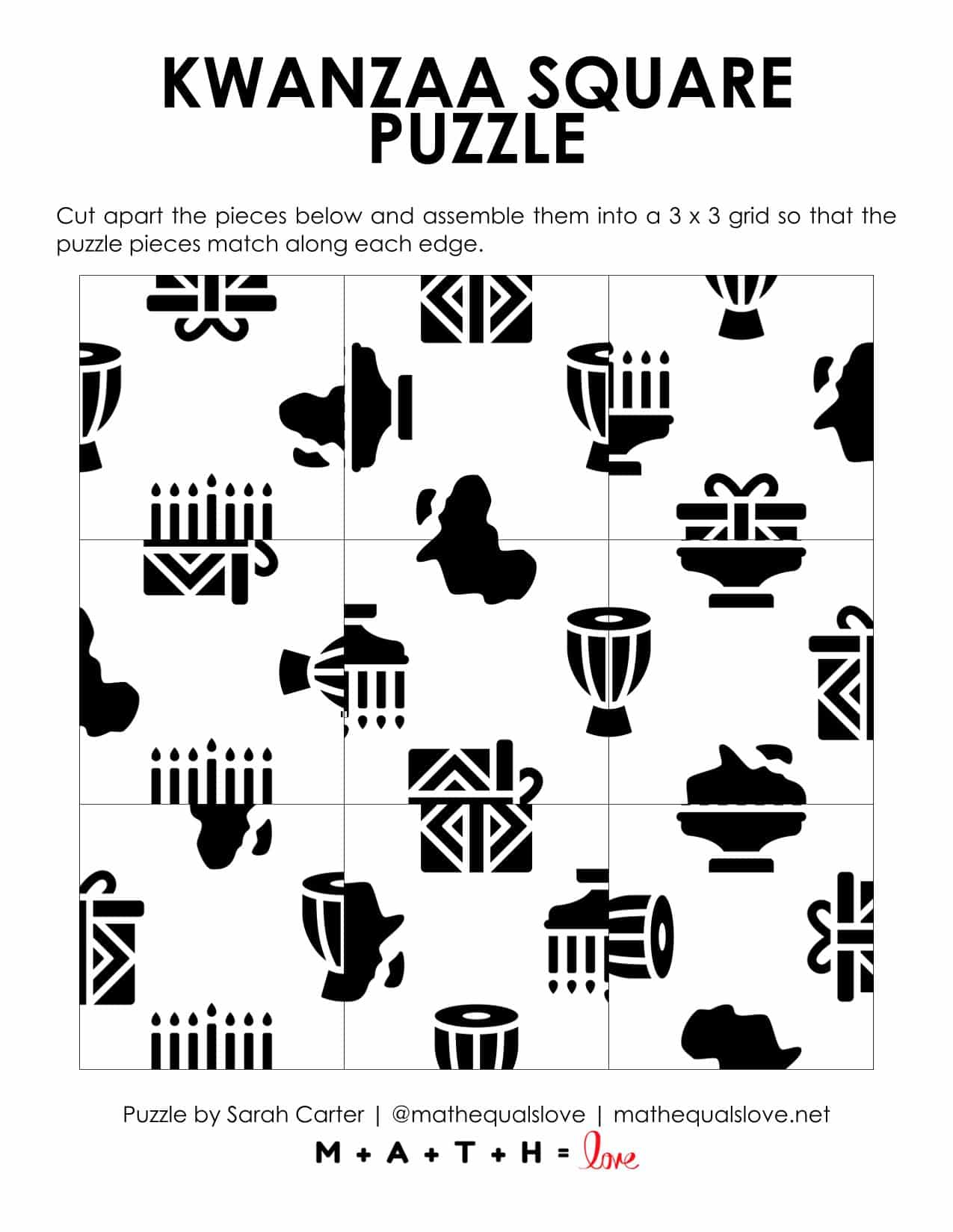 Printable Kwanzaa Square Puzzle [Free PDF]