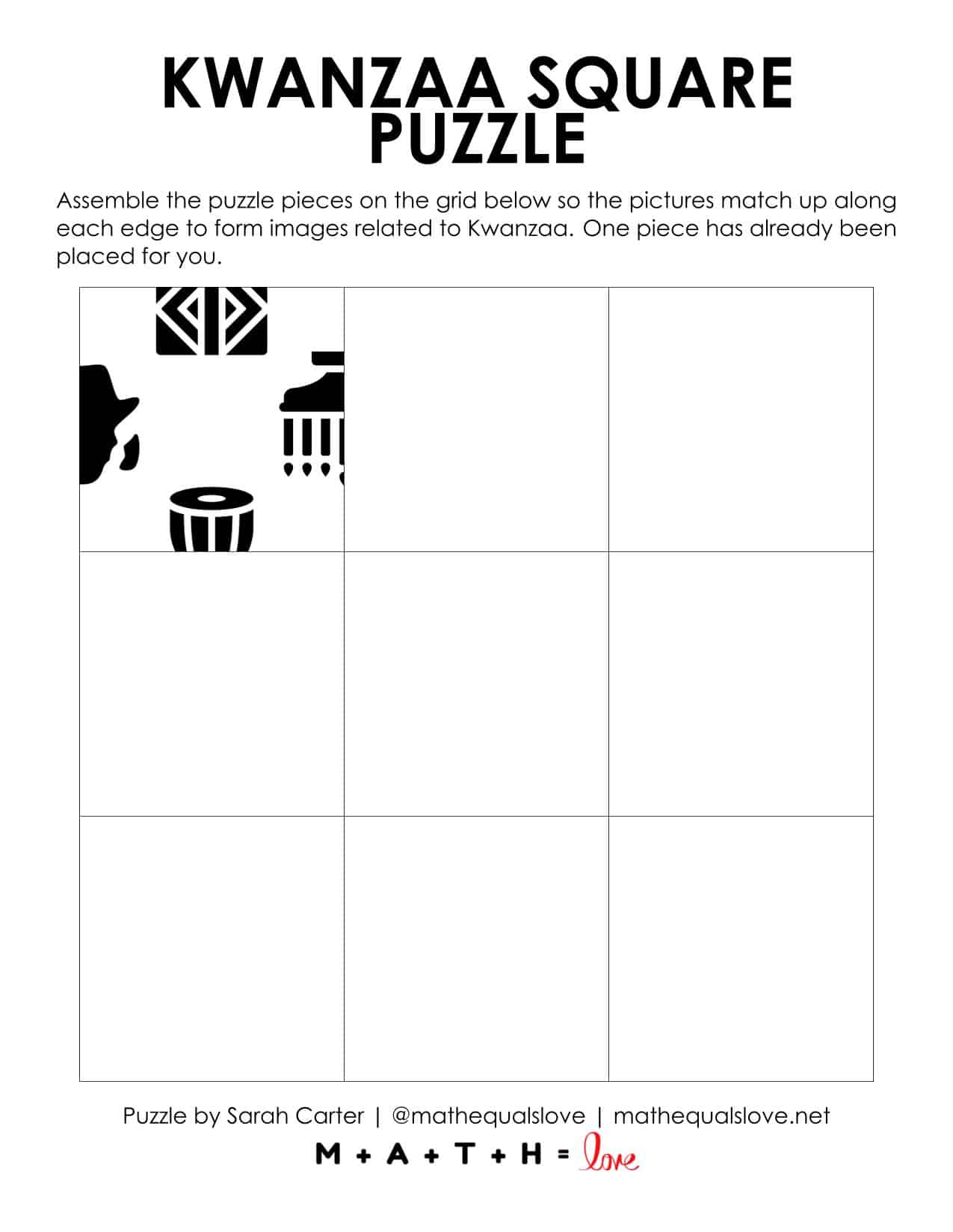Printable Kwanzaa Square Puzzle [Free PDF]