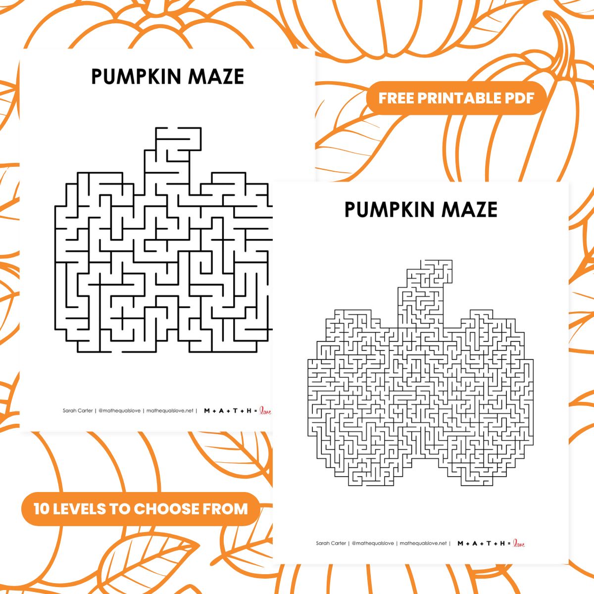 Pumpkin Maze Printable for Fall or Halloween | Math = Love