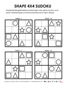 Shape Sudoku Puzzles - 4x4 [Free Printable PDF]