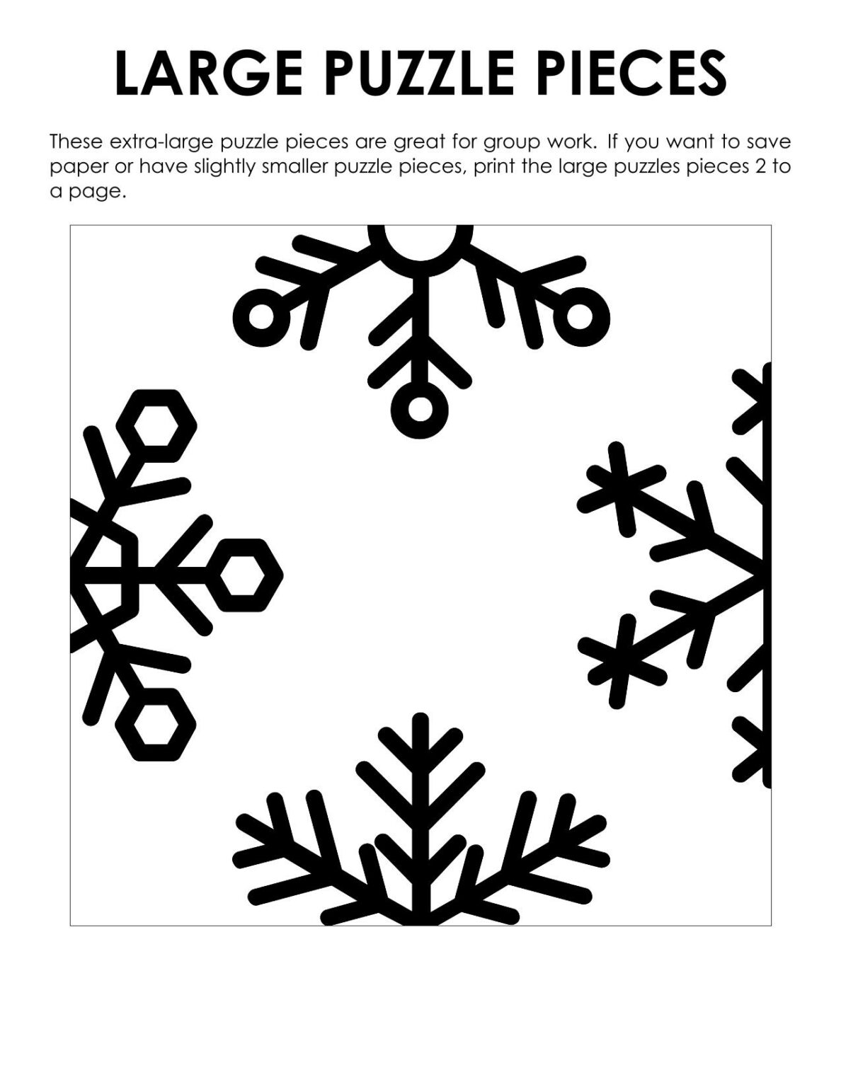 Winter Snowflake Square Edge Matching Puzzle [Free PDF]