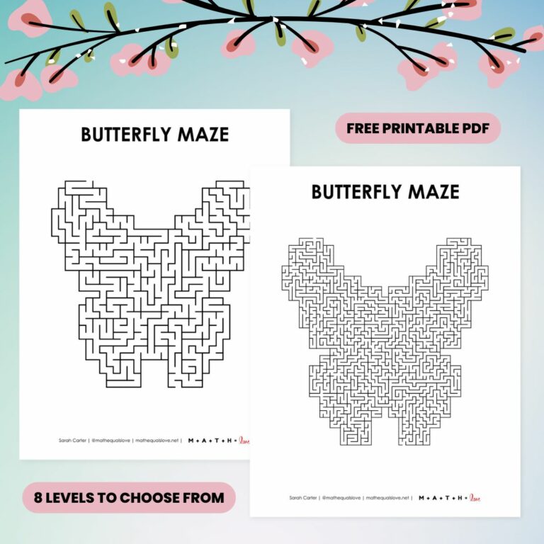Spring Butterfly Maze Printable | Math = Love