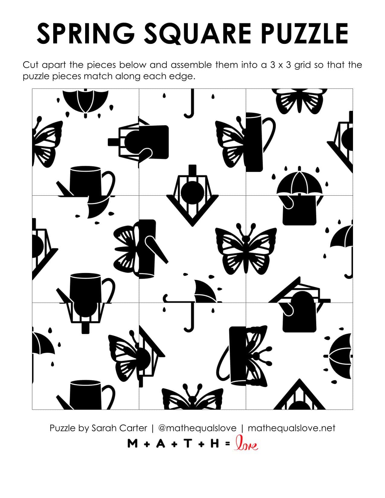 Spring Square Edge Matching Puzzle | Math = Love