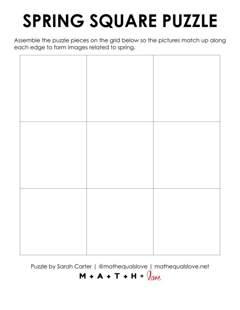 Spring Square Edge Matching Puzzle | Math = Love