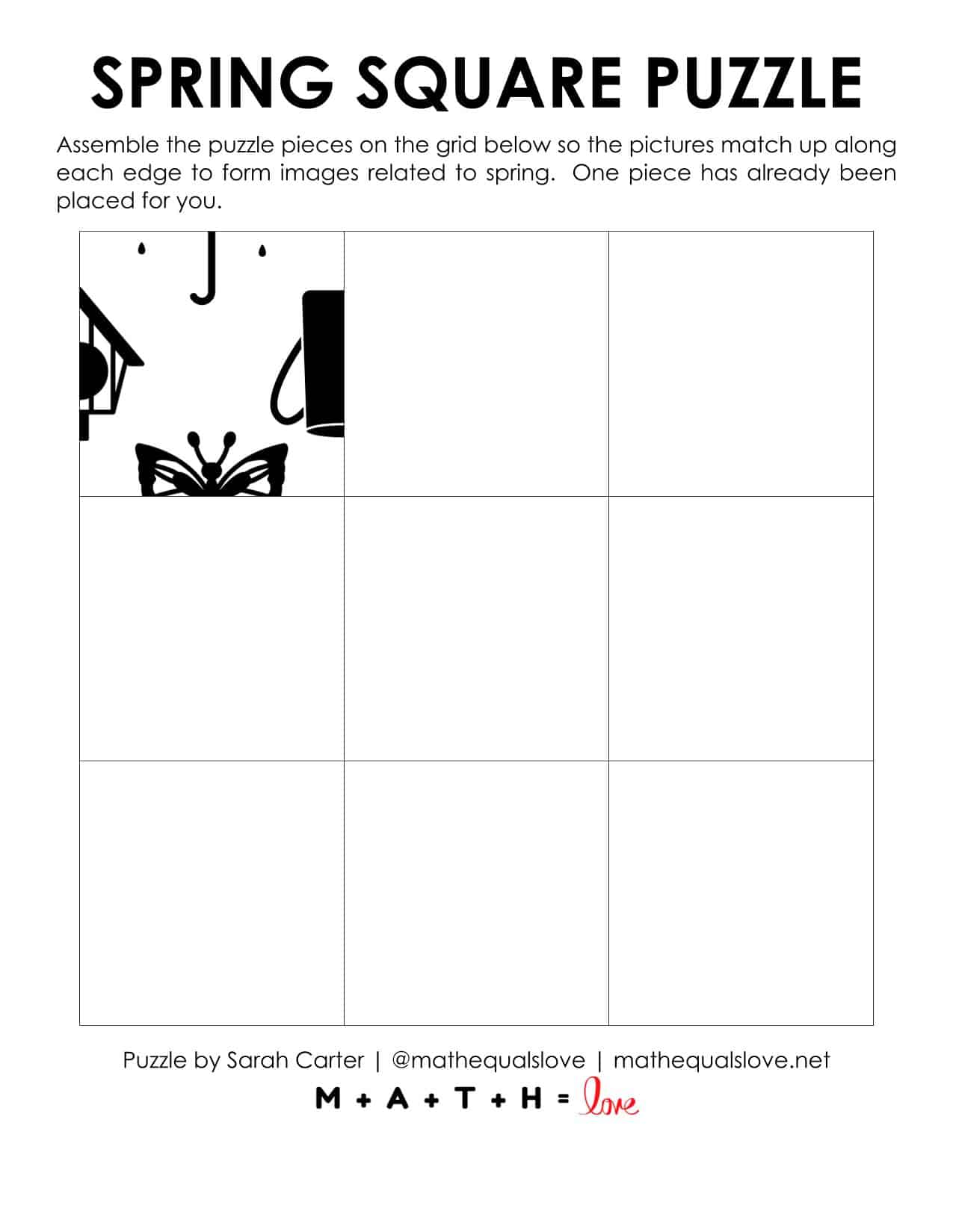 Spring Square Edge Matching Puzzle | Math = Love