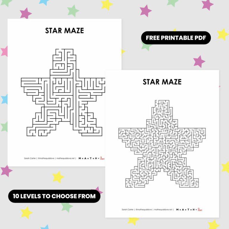 Star Maze Printable | Math = Love