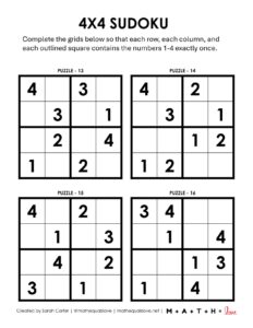 Sudoku 4x4 Puzzles [Free Printable PDFs]