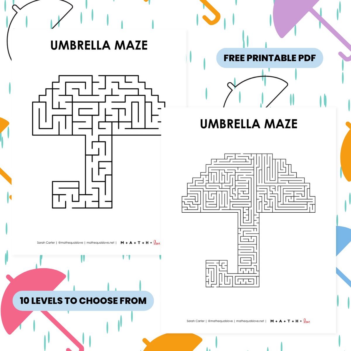 Umbrella Maze Printable | Math = Love