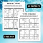 Winter 4x4 Sudoku Puzzles with Pictures [Free PDF]