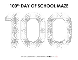100th Day of School Maze Worksheet | Math = Love