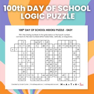 100th Day of School Math Activities | Math = Love