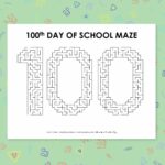 100th Day of School Maze Worksheet | Math = Love
