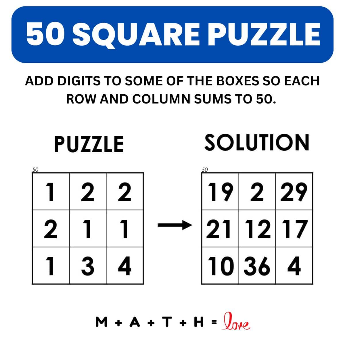 Magic Square Puzzle Collection | Math = Love