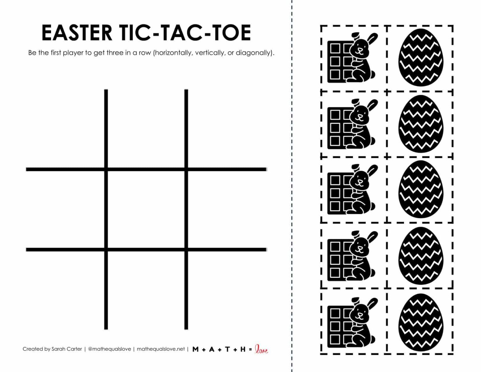 Easter Tic Tac Toe Game Printable | Math = Love