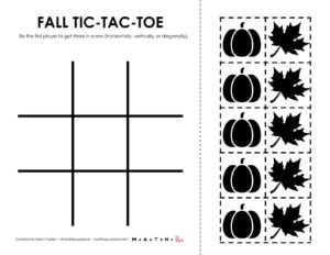 Fall Tic Tac Toe Game Printable | Math = Love