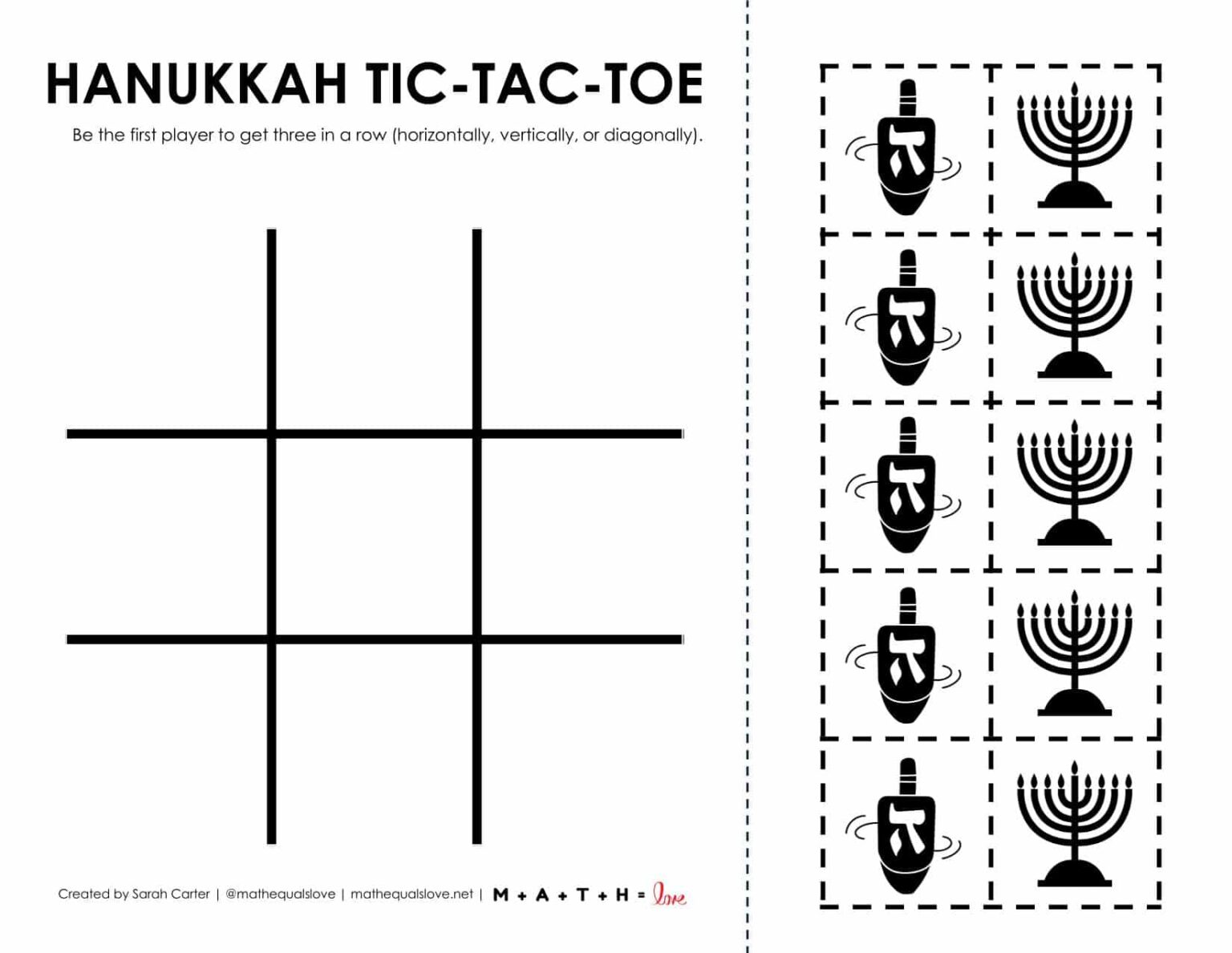 Hanukkah Tic Tac Toe | Math = Love