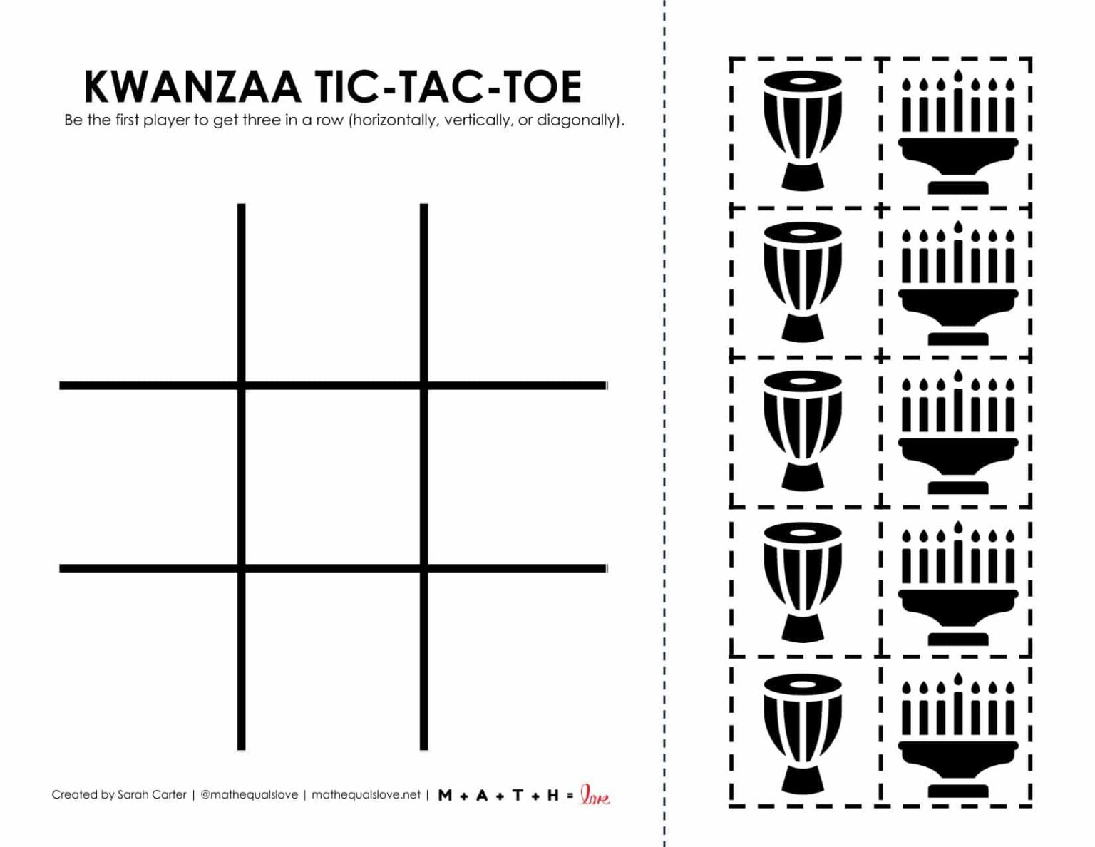 Kwanzaa Tic Tac Toe | Math = Love