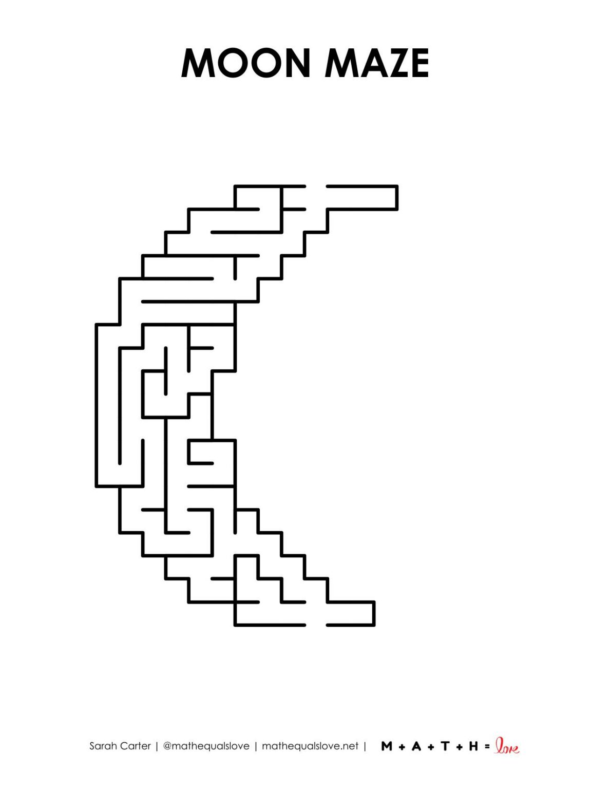 Moon Maze Printable | Math = Love