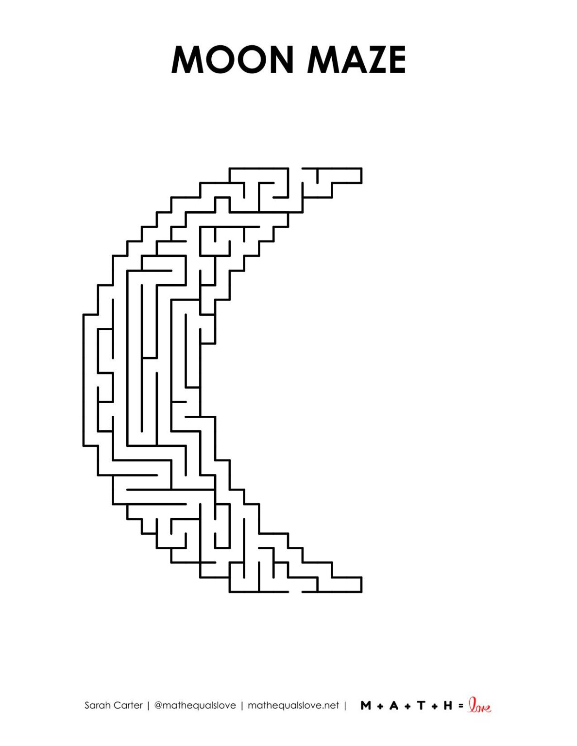 Moon Maze Printable | Math = Love