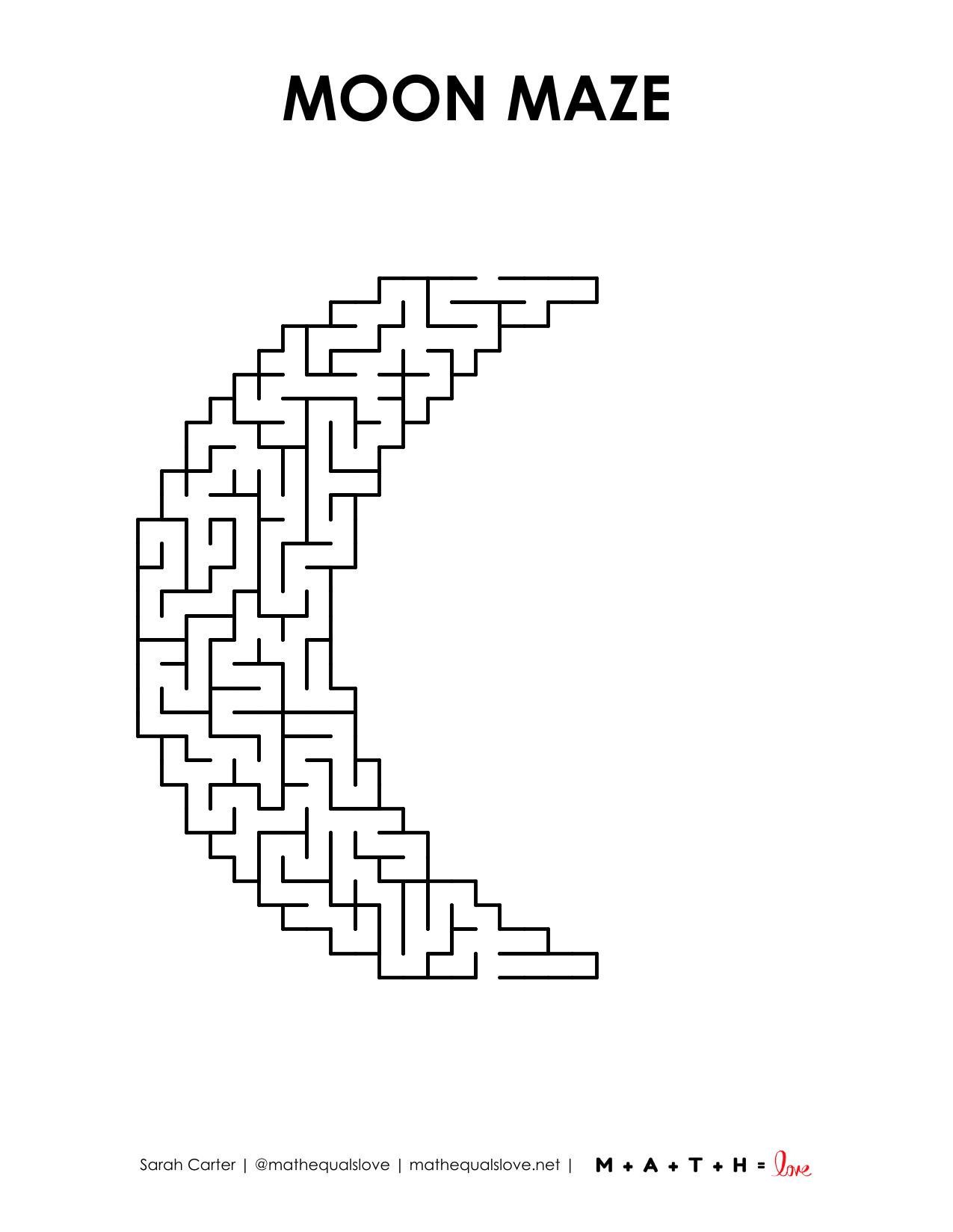 Moon Maze Printable | Math = Love
