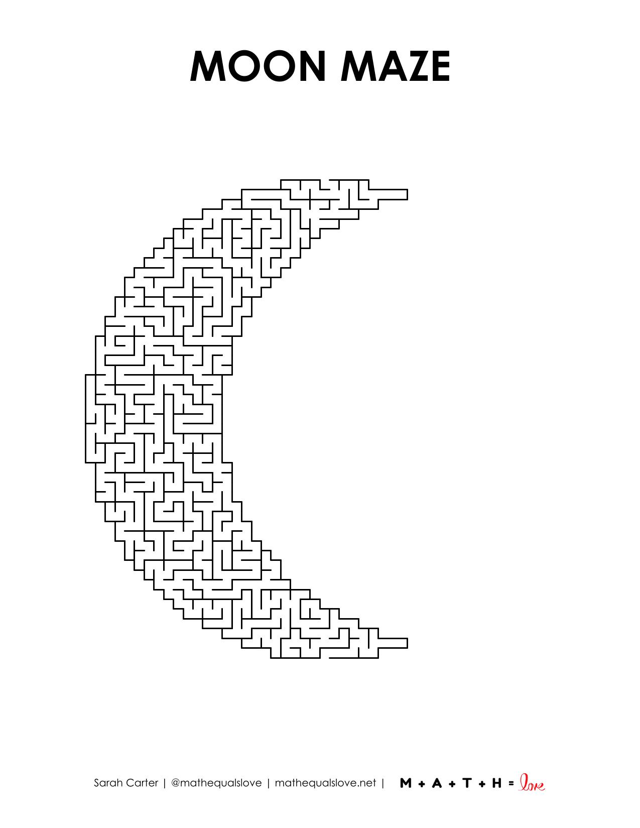 Moon Maze Printable | Math = Love