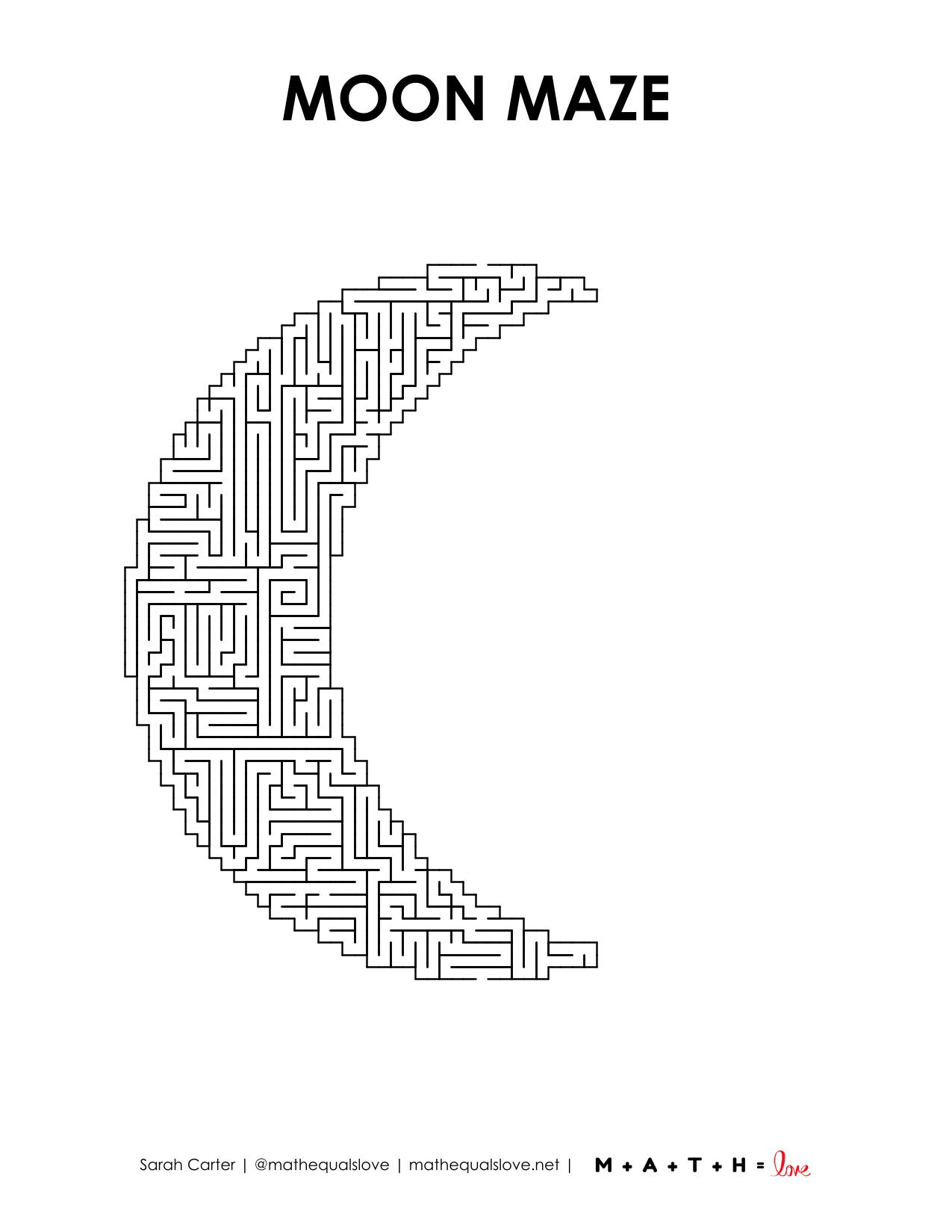 Moon Maze Printable | Math = Love