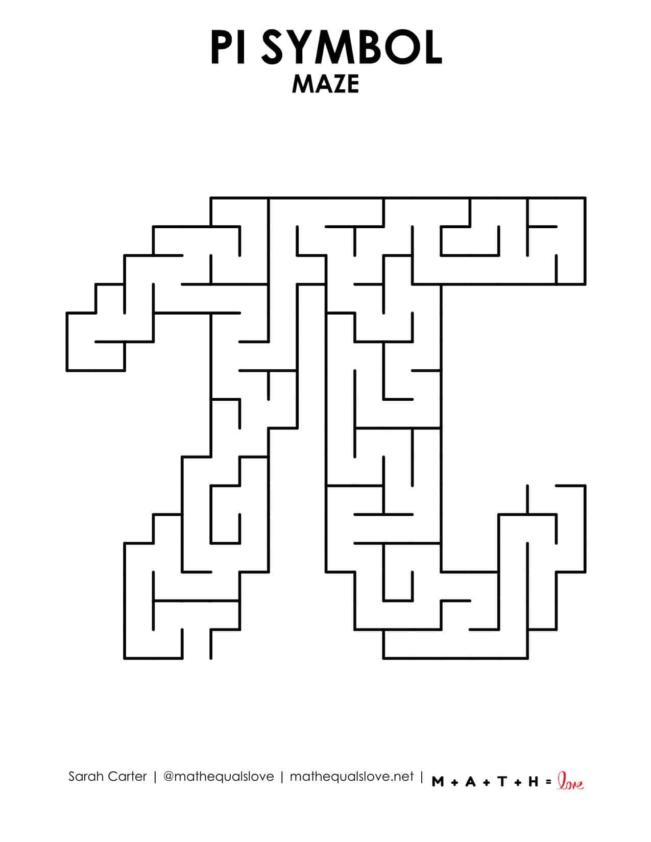 Pi Symbol Maze for Pi Day | Math = Love