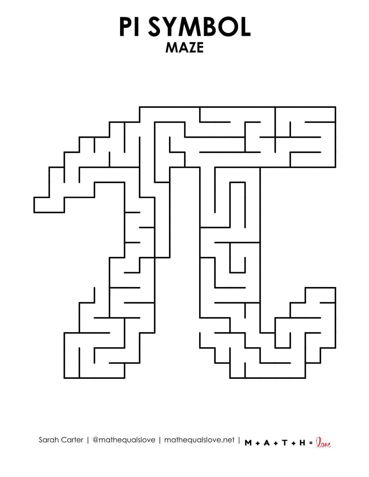Pi Symbol Maze for Pi Day | Math = Love