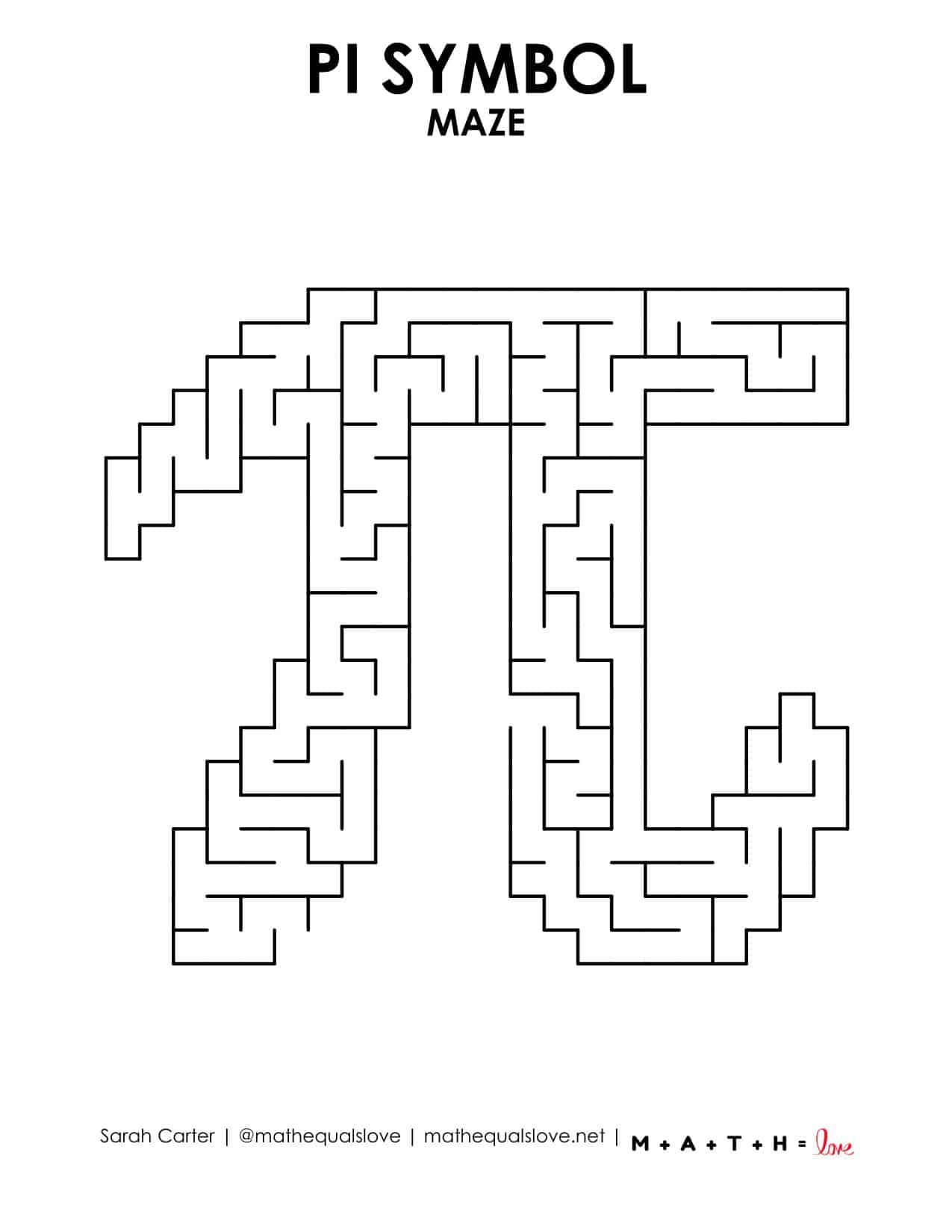 Pi Symbol Maze for Pi Day | Math = Love