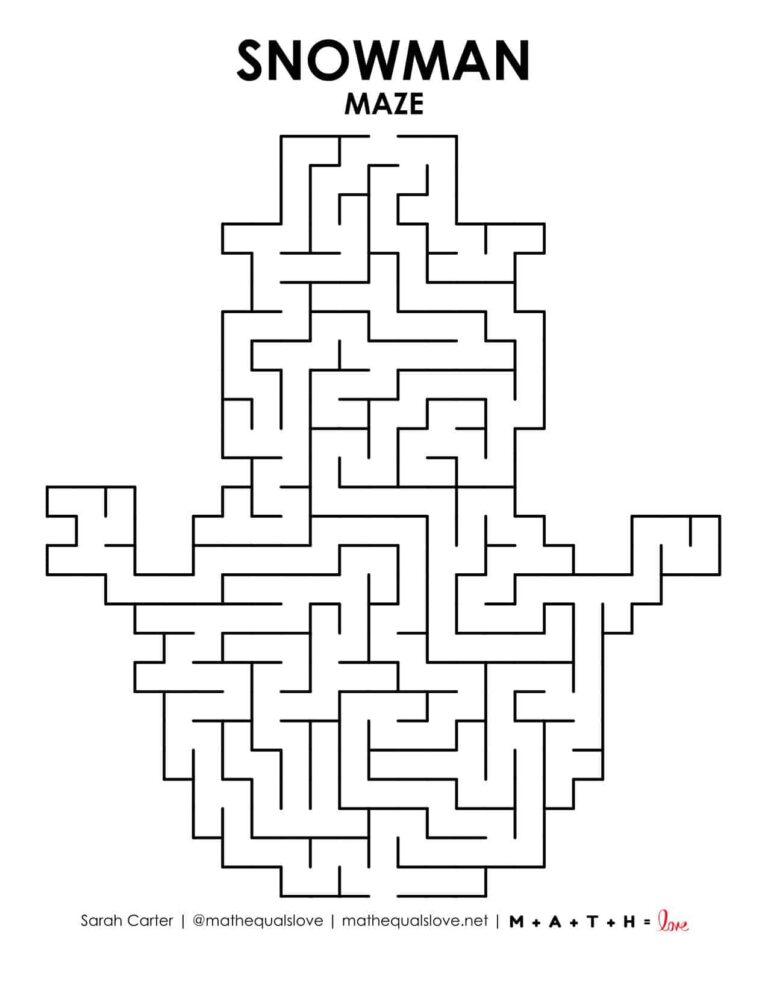 Snowman Maze Printable | Math = Love