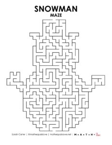 Snowman Maze Printable | Math = Love