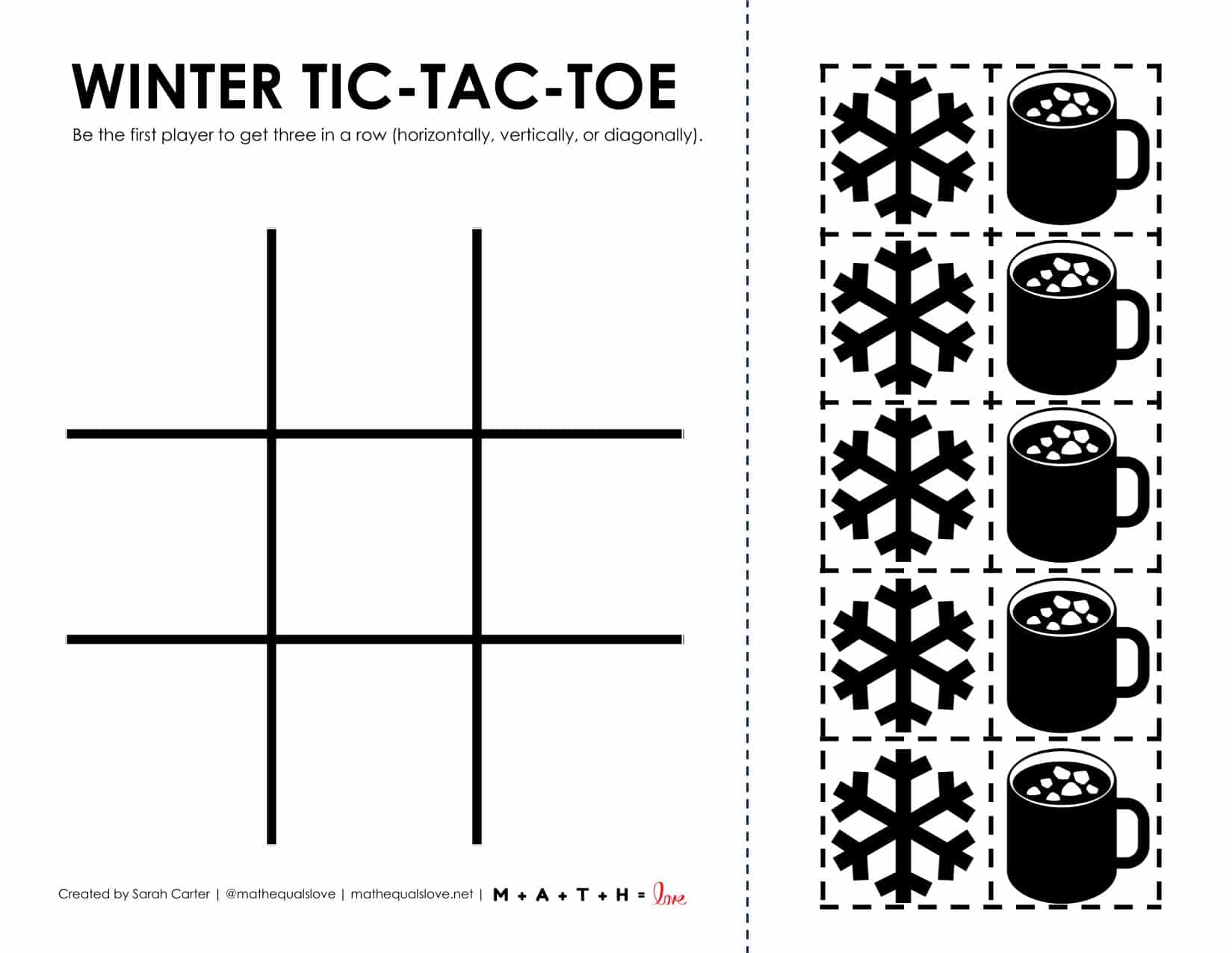 Winter Tic Tac Toe Game | Math = Love