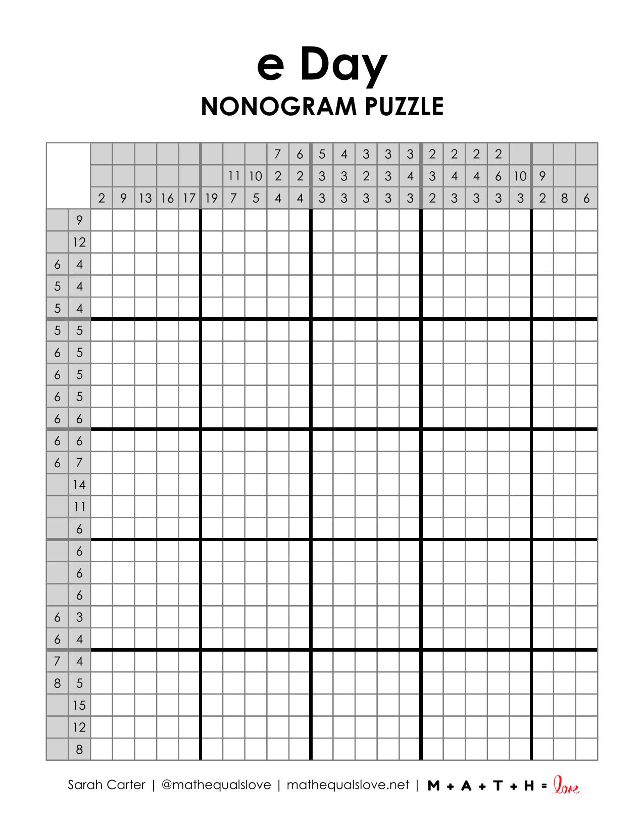 e Day Nonogram Puzzle | Math = Love