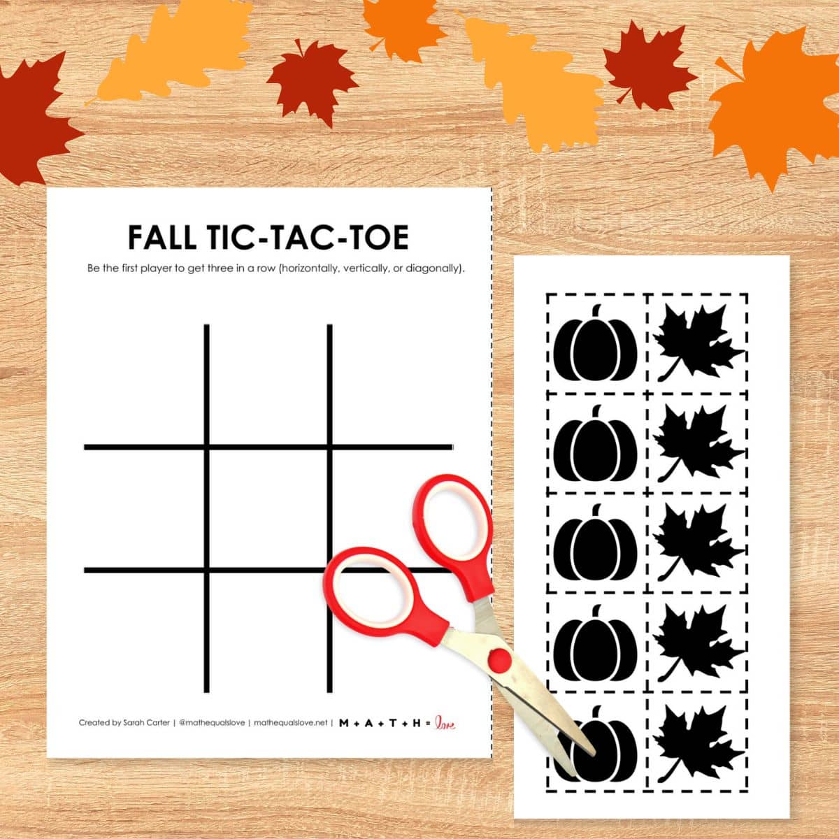 Fall Tic Tac Toe Game Printable | Math = Love