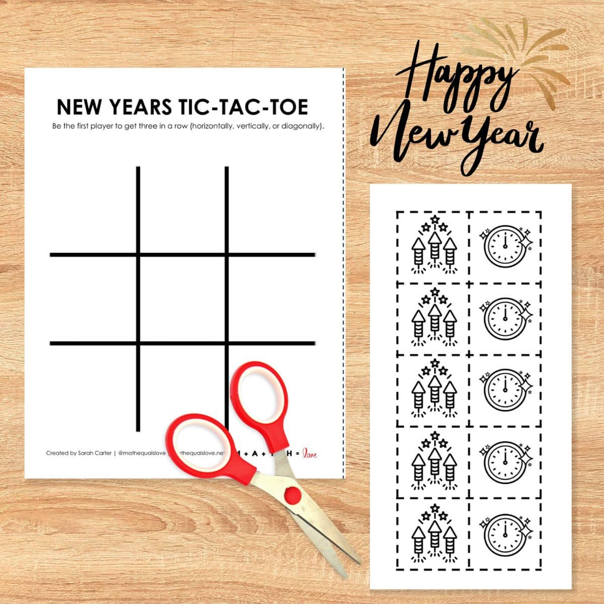 New Years Tic Tac Toe Game | Math = Love