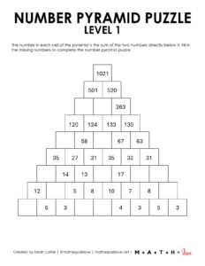 Number Pyramid Puzzles | Math = Love