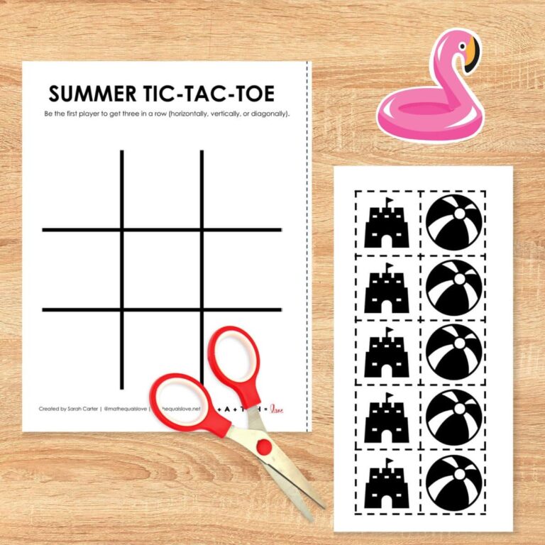 Summer Tic Tac Toe Game | Math = Love