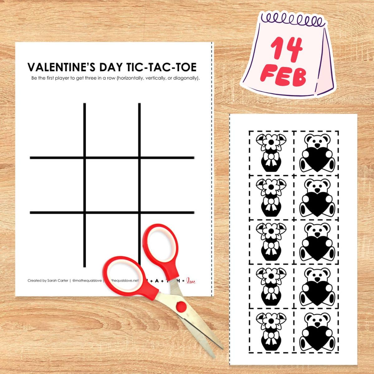Valentine's Day Tic Tac Toe Game | Math = Love