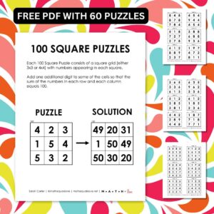 100 Square Logic Puzzles | Math = Love