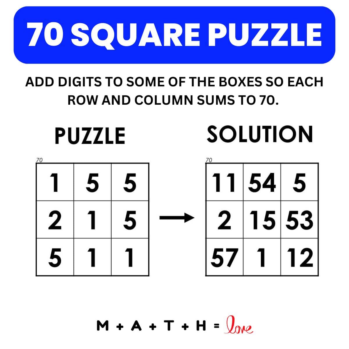70 Square Logic Puzzles | Math = Love
