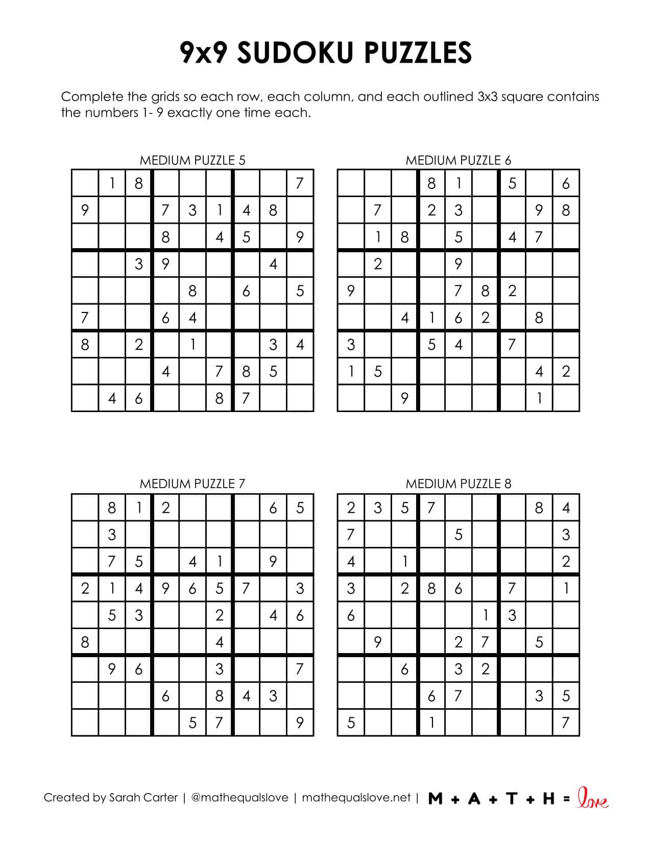 Free Printable Sudoku Puzzles (9x9) - PDF Download