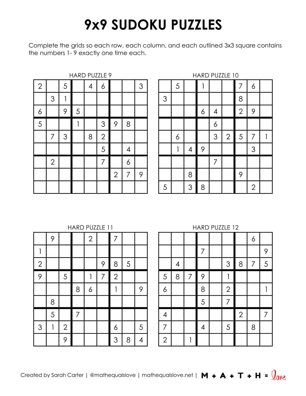 Free Printable Sudoku Puzzles (9x9) - PDF Download