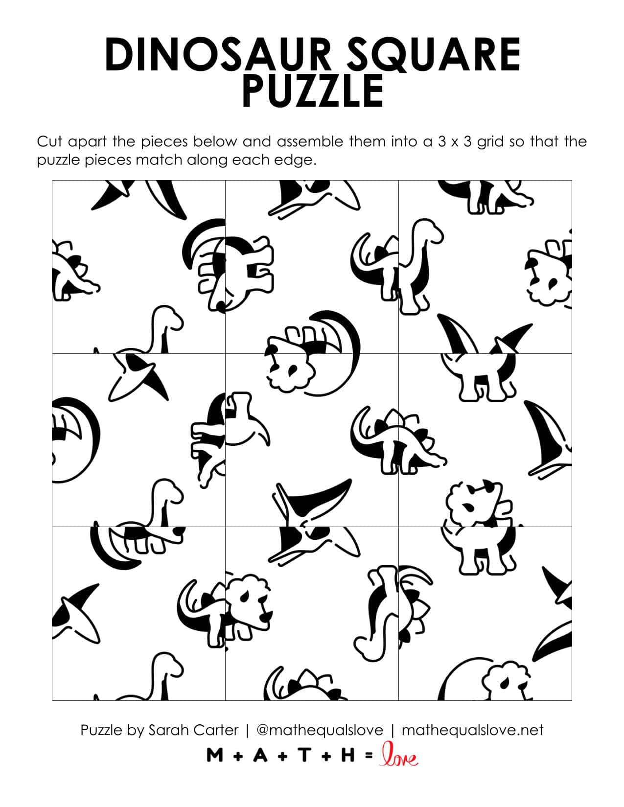 Dinosaur Square Edge Matching Puzzle | Math = Love