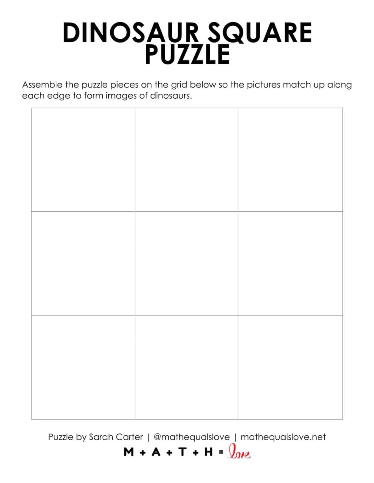 Dinosaur Square Edge Matching Puzzle | Math = Love