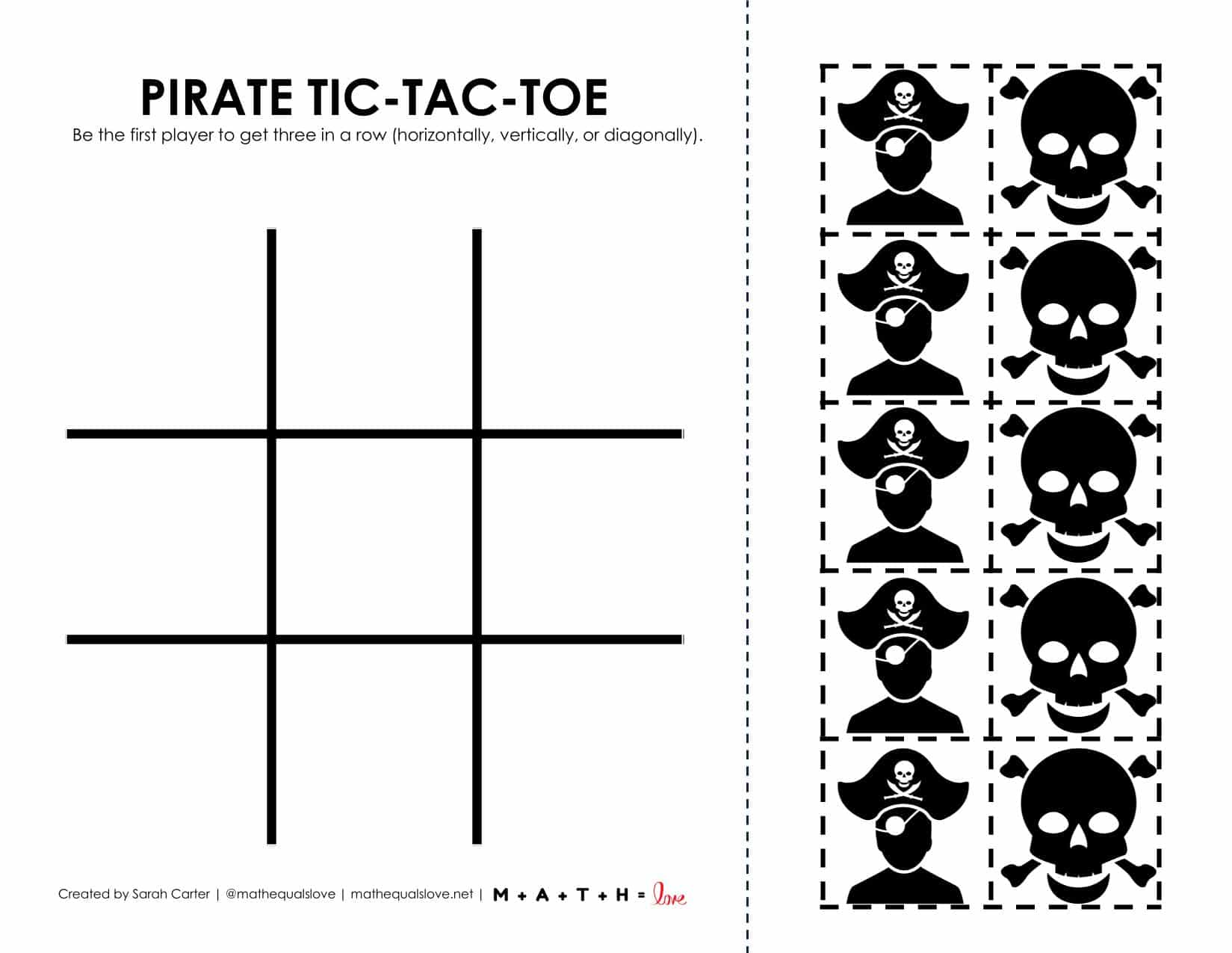 Pirate Tic Tac Toe Game | Math = Love