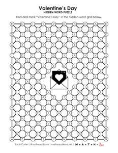 Valentine's Day Hidden Word Puzzle | Math = Love