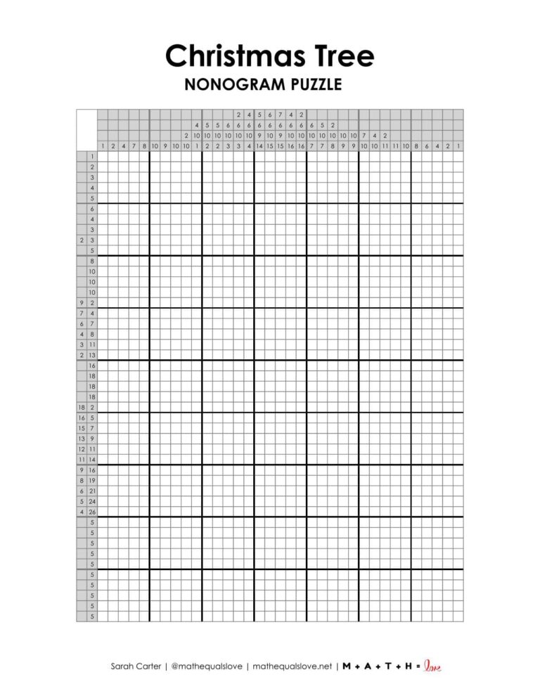 Christmas Tree Nonogram Puzzle | Math = Love