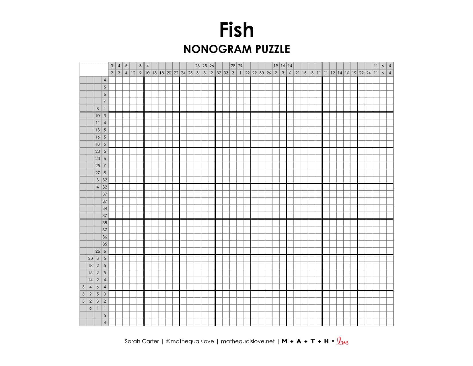 Fish Nonogram Puzzle | Math = Love