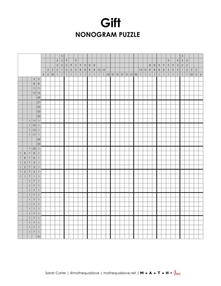 Gift Nonogram Puzzle | Math = Love
